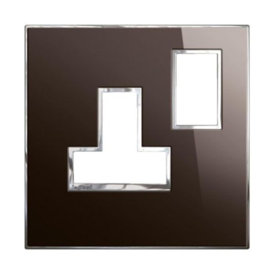 Arteor - British standard plate for switched sockets 1 gang - Glossy stainless steel - Black finish - For 5A 13A socket outlet for sale
