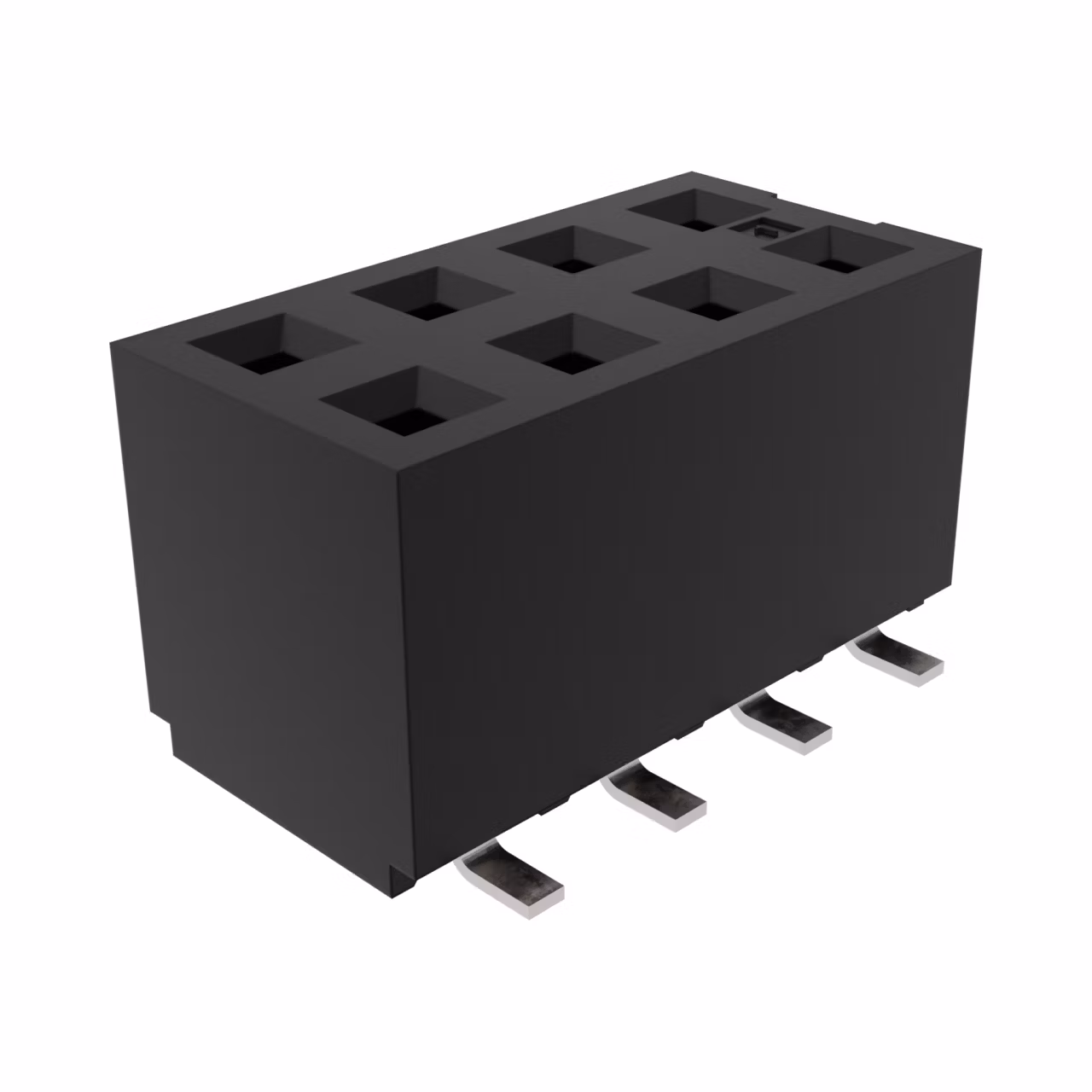 Milli-Grid Vertical Receptacle, 2.00mm Pitch, Dual Row, Surface Mount, Top/Bottom Entry, with Press-fit Plastic Pegs, with Cap, Tube, 0.38µm Gold (Au) Plating, 8 Circuits, Lead-Free