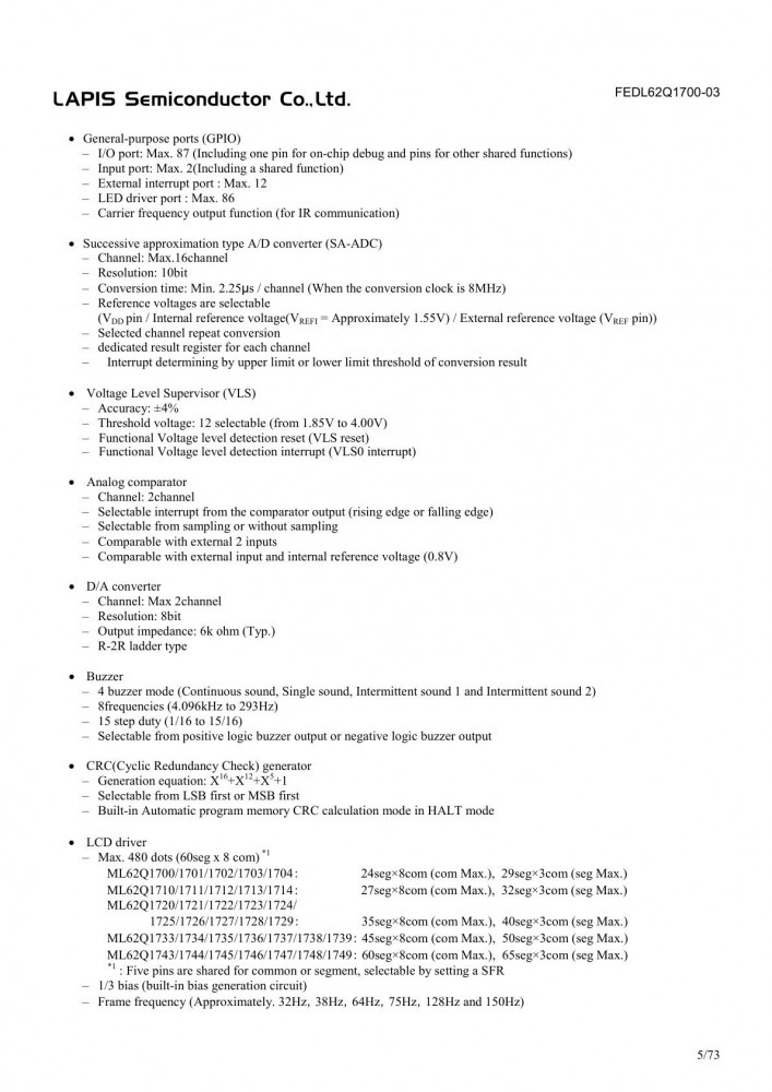 ML62Q1700 Group document page 6
