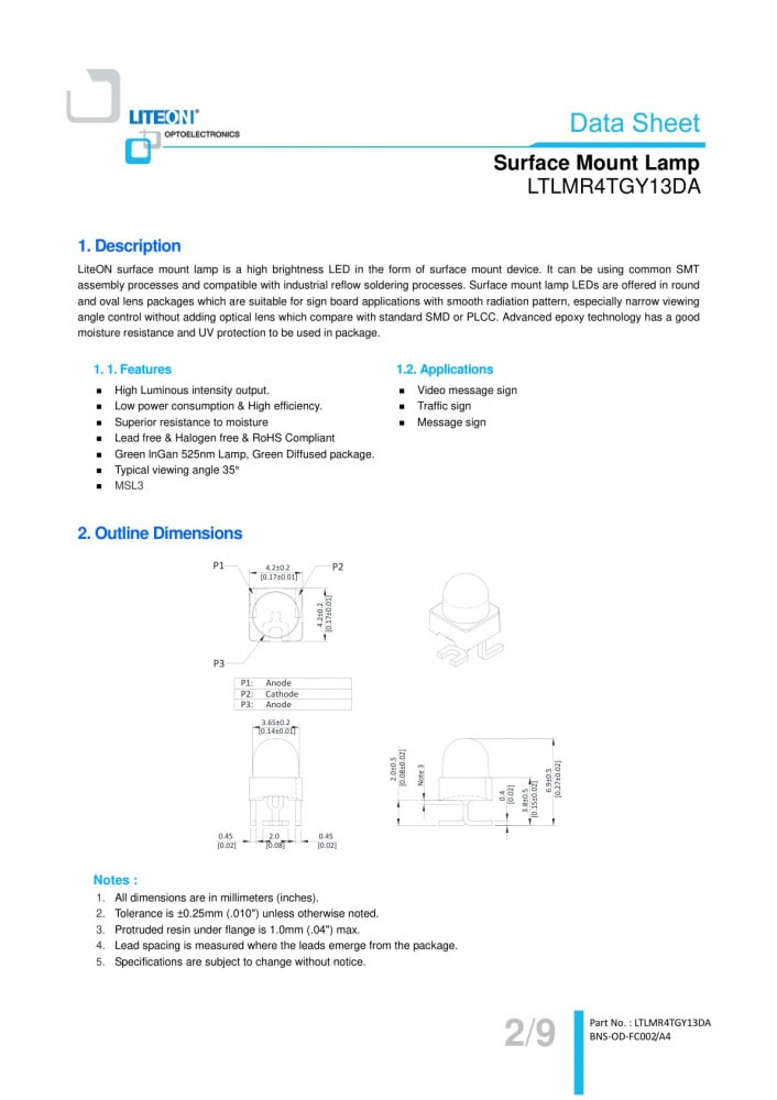 LTLMR4TGY13DA datasheet page 3