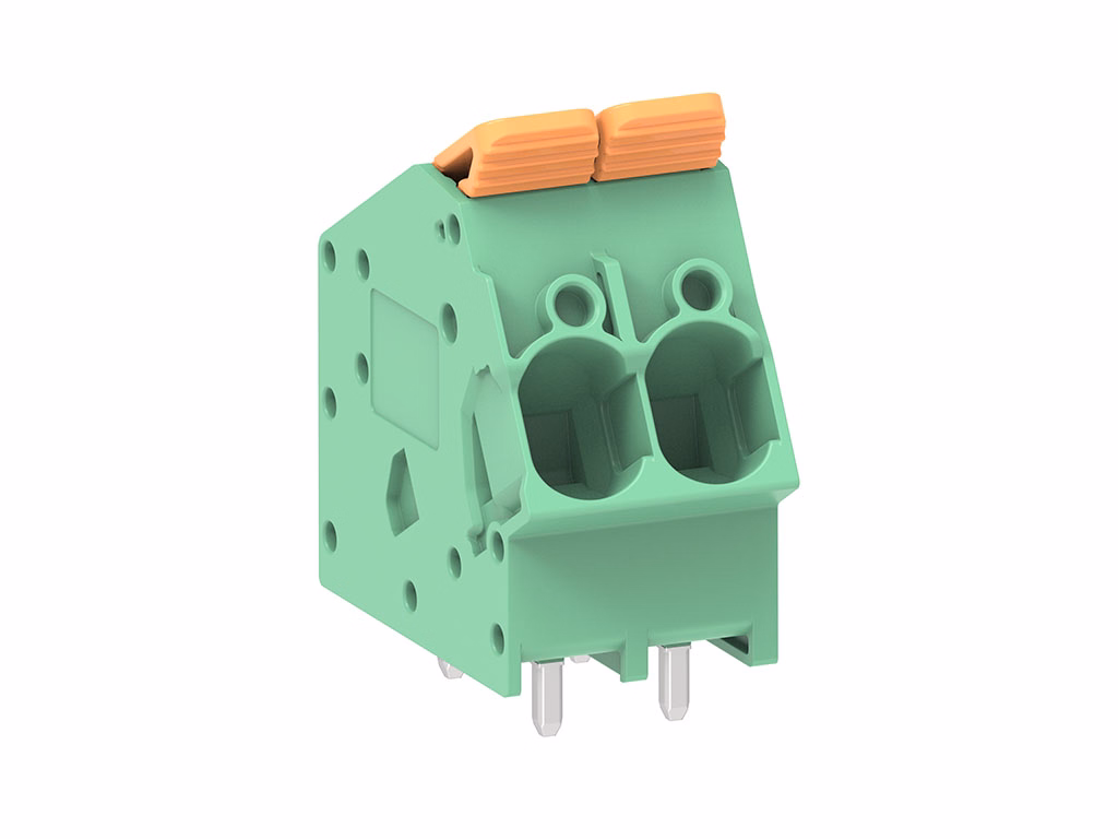 7.50mm Pitch Lever Activated Fixed Mount PCB Terminal Block, 35° Wire Entry, Bussed Terminals, 2 Circuits for sale