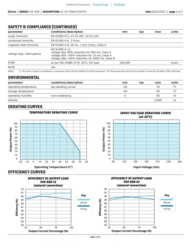 VOF-85B-48 datasheet page 3