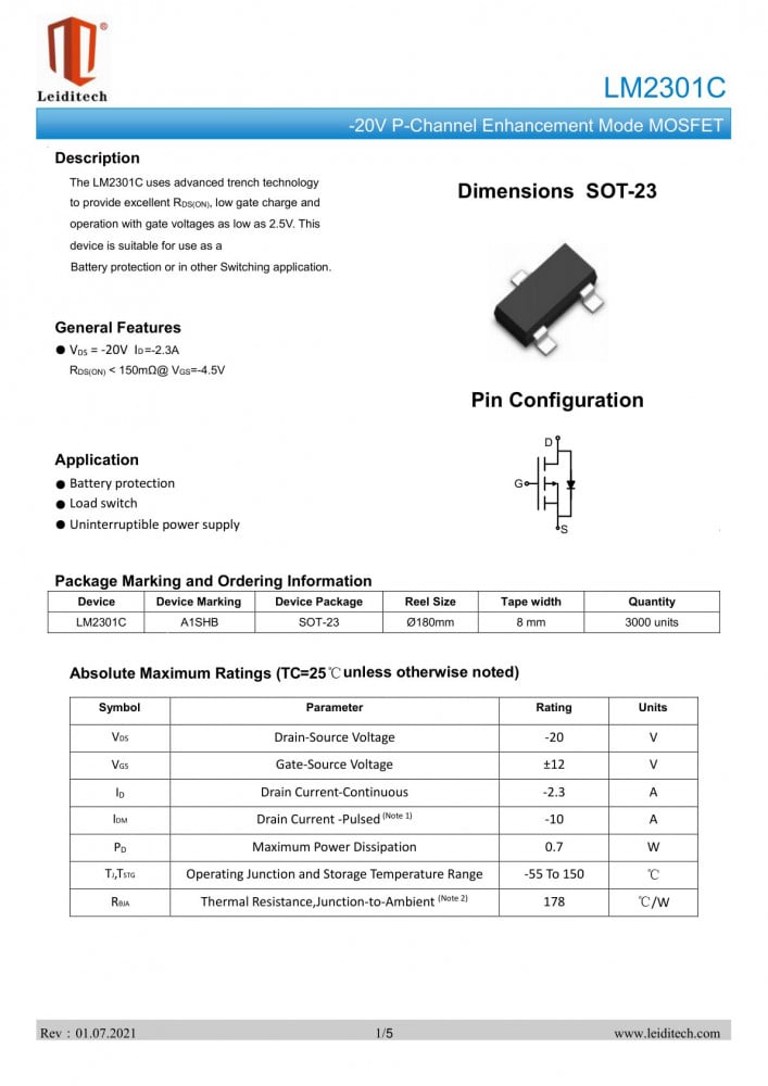 LM2301C datasheet page 1