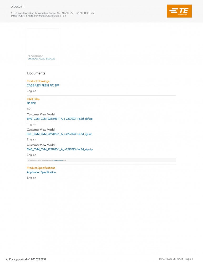 TE Connectivity 2227023-1 technical document page 4