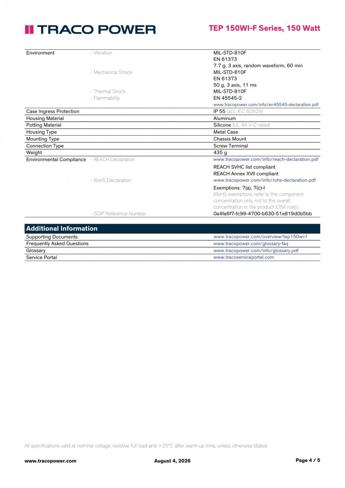 TEP 150WI-F technical document page 4