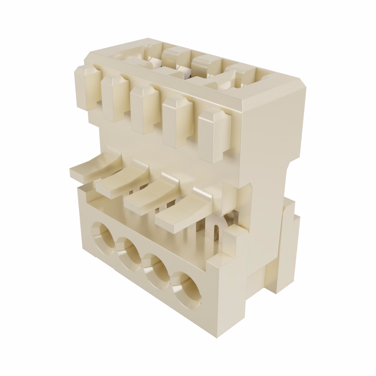Appli-Mate RAST 2.5 Connector, 2.50mm Pitch, Female, 4 Circuits, No Position Keys Removed, Polarizing Rib Between 3/4, Closed Endwalls, Tin Plating for sale