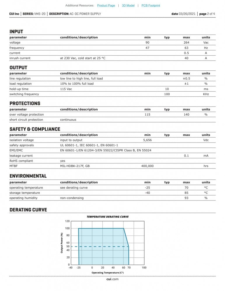VMS-20 series datasheet page 2