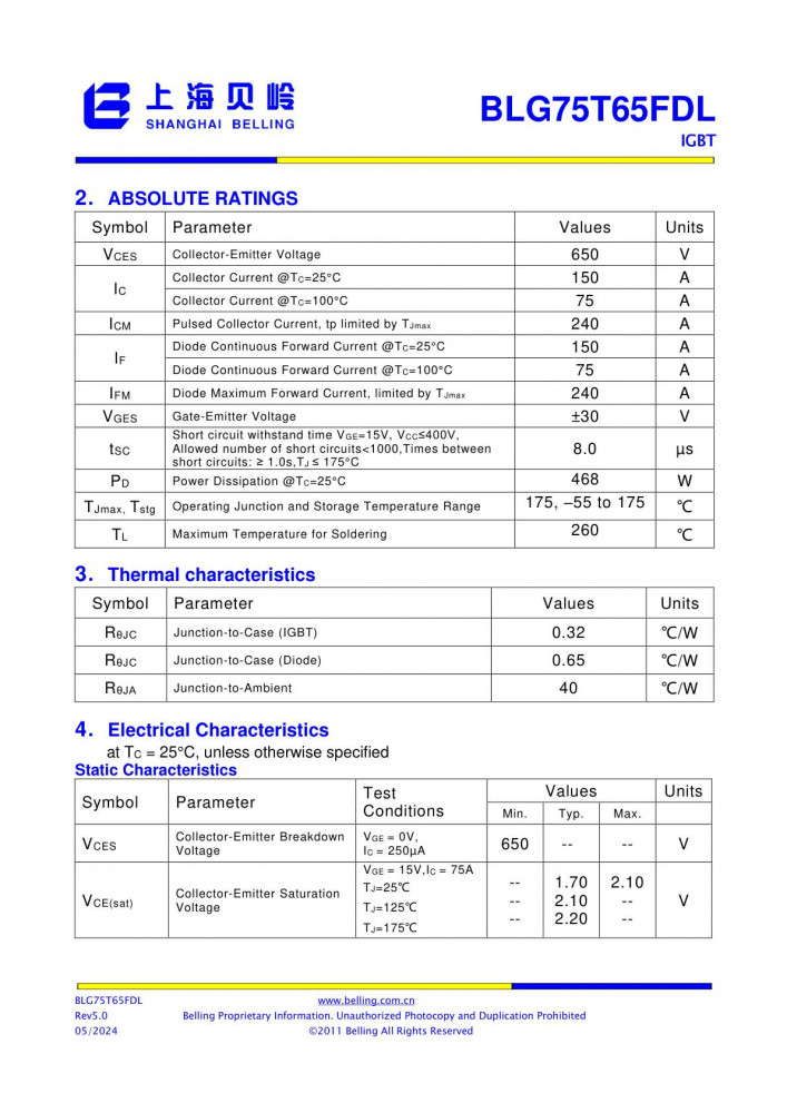 BLG75T65FDL-F datasheet page 2