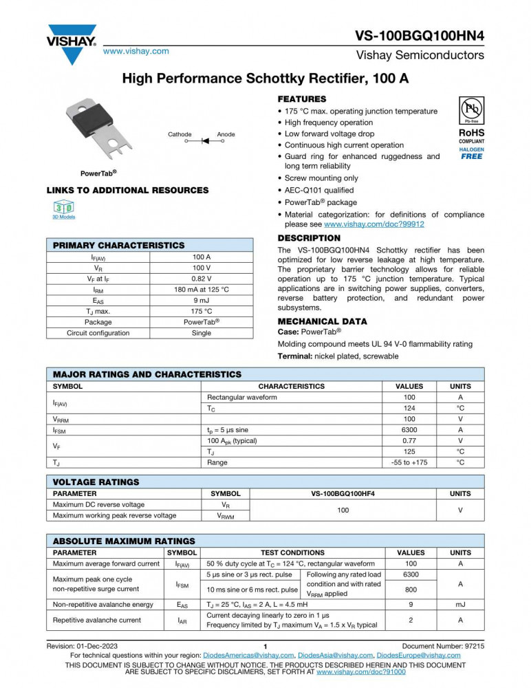VS-100BGQ100HN4 datasheet page 1