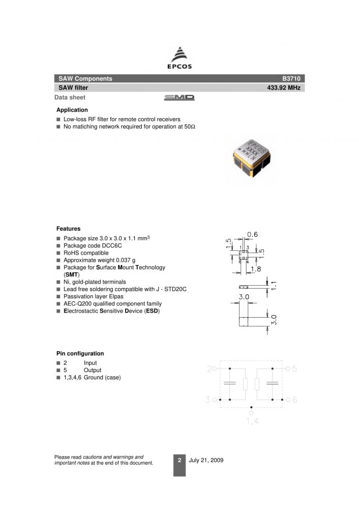 B3710 datasheet page 2