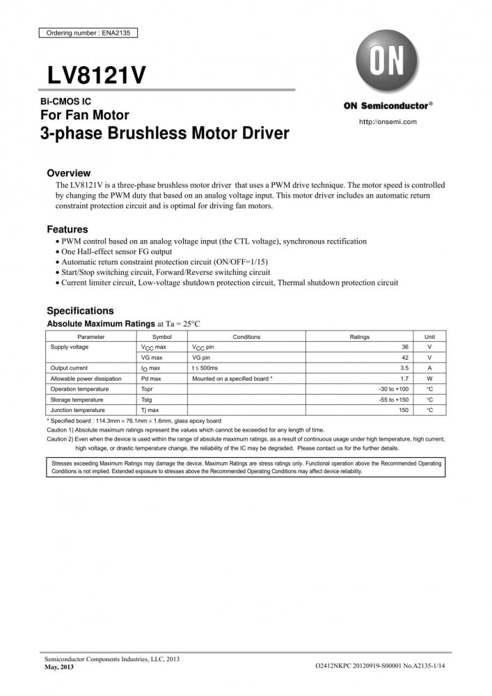 LV8121VSLDGEVK datasheet page 1