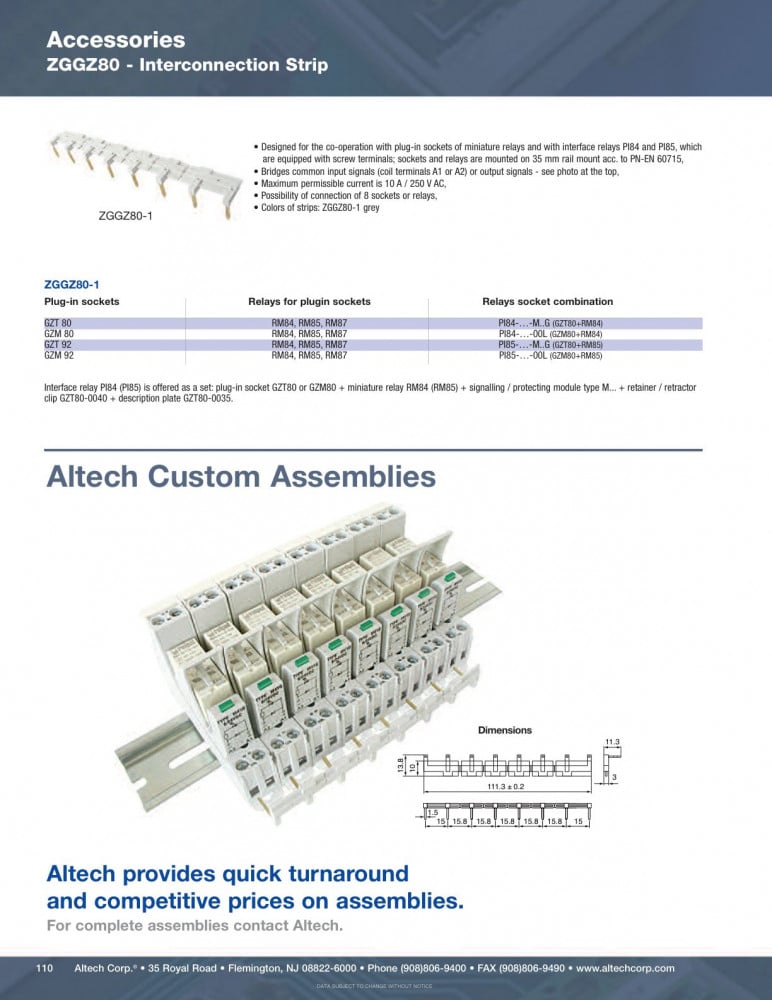 Altech relay interface documentation page 1