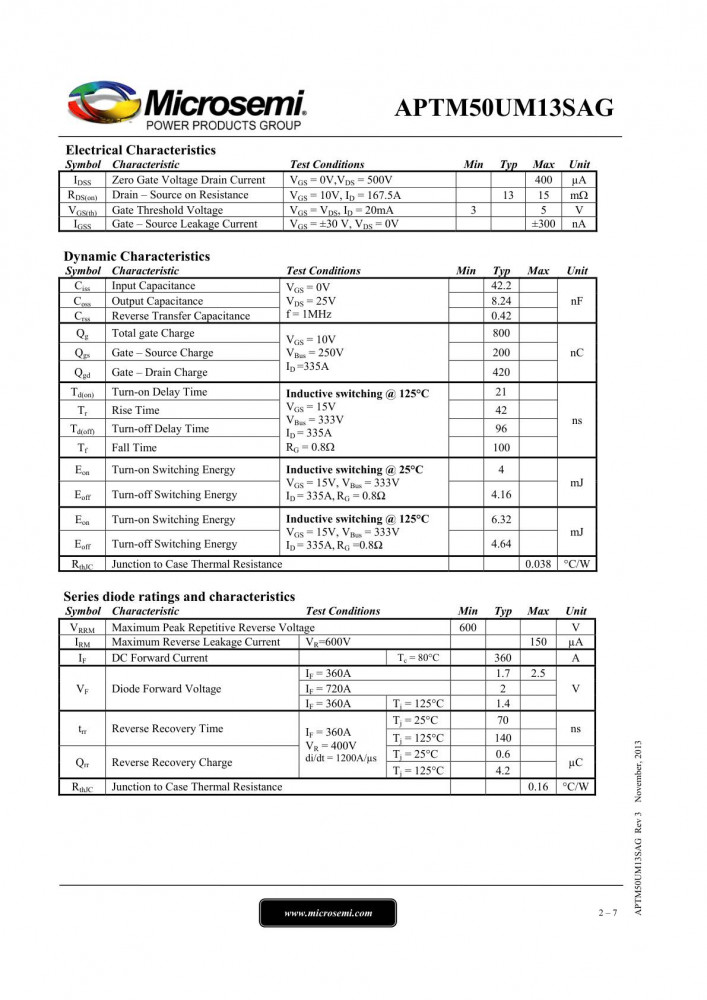 APTM50UM13SAG datasheet page 2