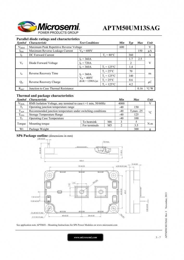 APTM50UM13SAG datasheet page 3