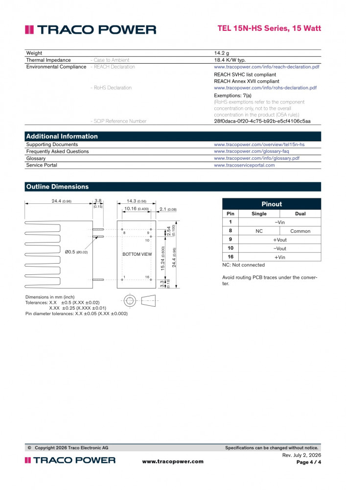TEL 15-1211N-HS technical document page 4