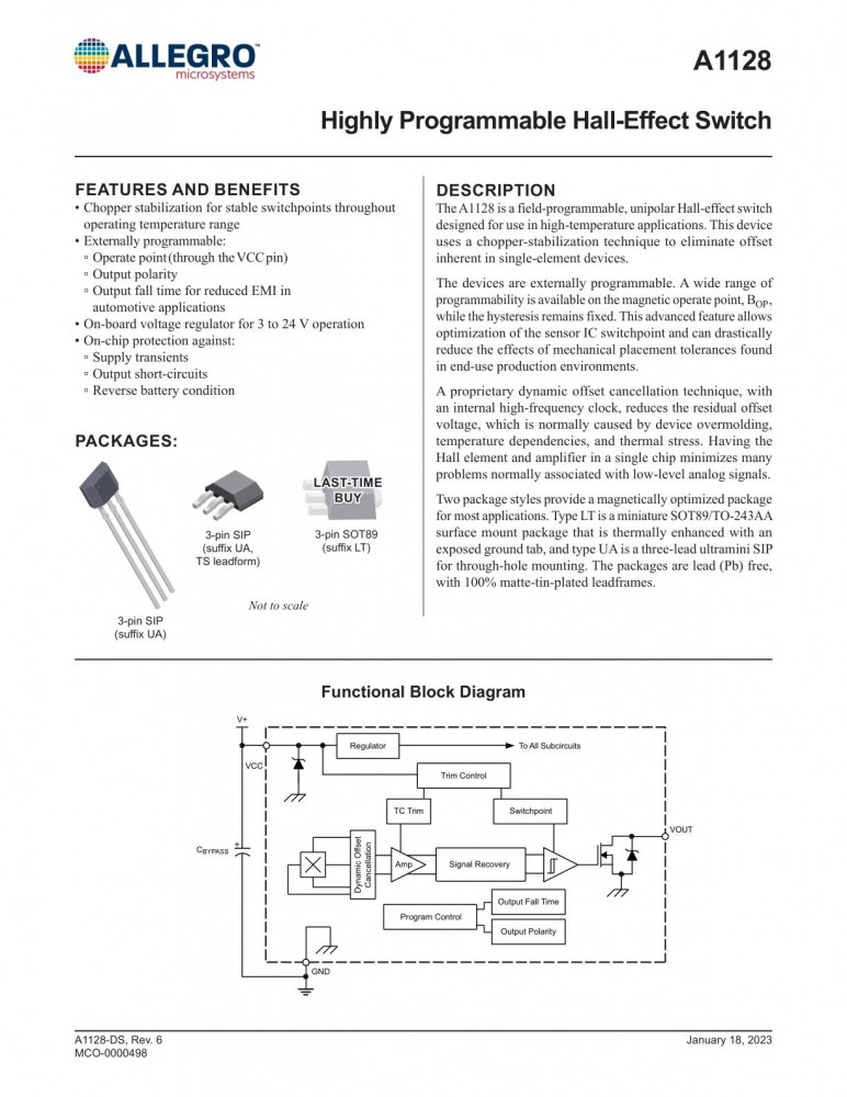 A1128LUATS-T datasheet page 1