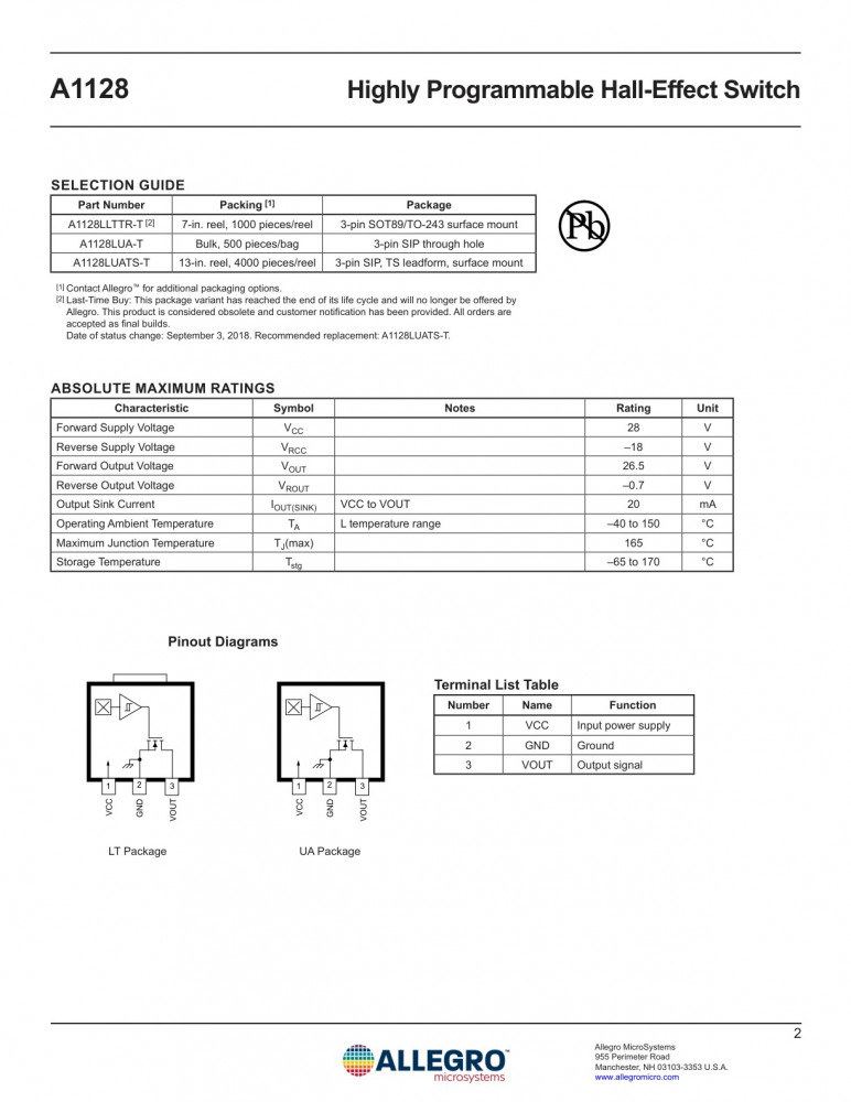 A1128LUATS-T datasheet page 2