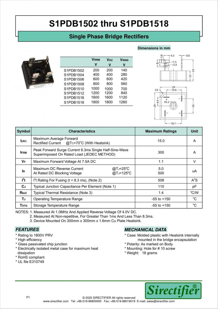 S1PDB1516 datasheet page 1