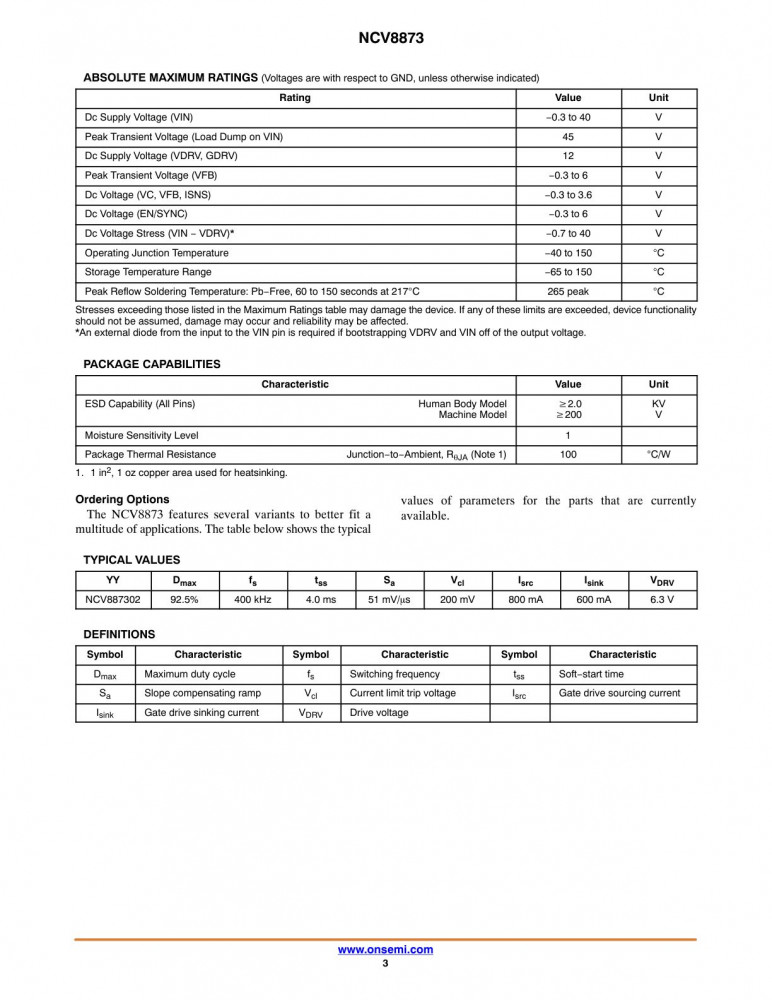 NCV8873 document page 3