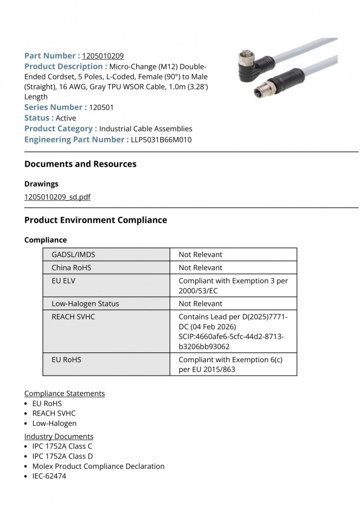 MOLEX 1205010209 technical drawing image 1
