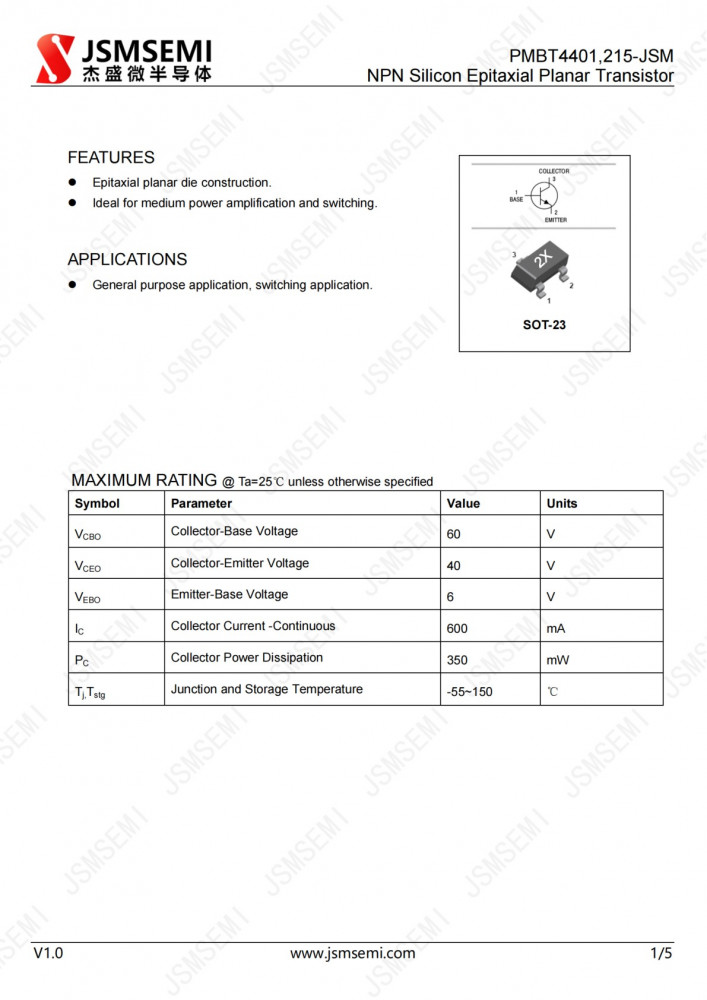 PMBT4401,215-JSM datasheet page 1