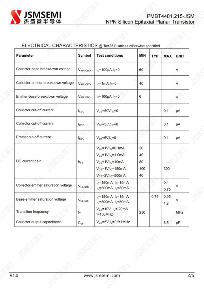 PMBT4401,215-JSM datasheet page 2
