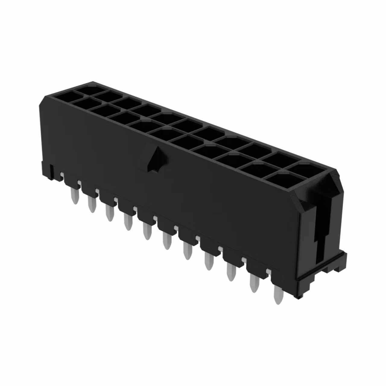 Micro-Fit 3.0 Vertical Header, 3.00mm Pitch, Dual Row, 22 Circuits, with PCB Polarizing Peg, 2.54µm Matte Tin Plating, Glow-Wire Capable, Black for sale