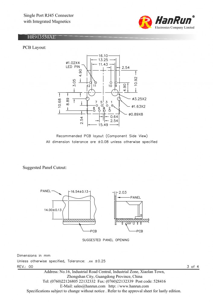 HR913550AE datasheet page 3