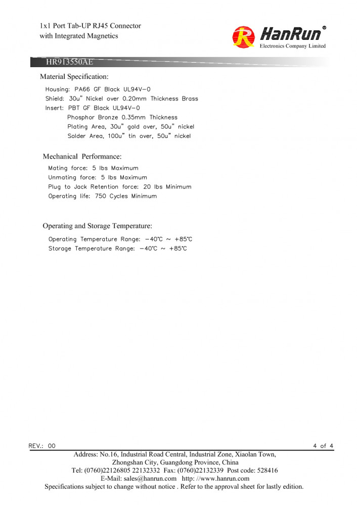 HR913550AE datasheet page 4