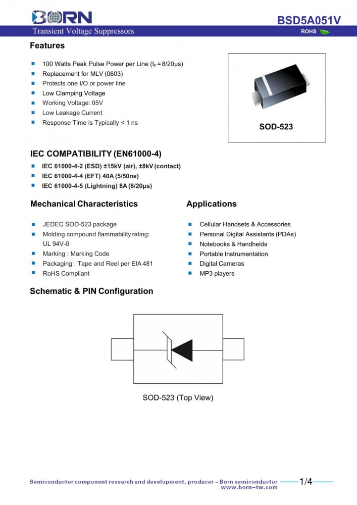 BSD5A051V datasheet page 1