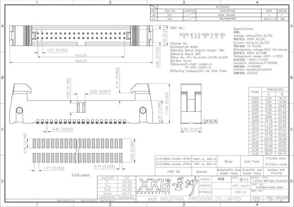 X1270WVS-2x20C-6TV01 technical drawing page
