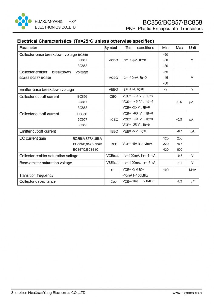 BC856B technical document page 2