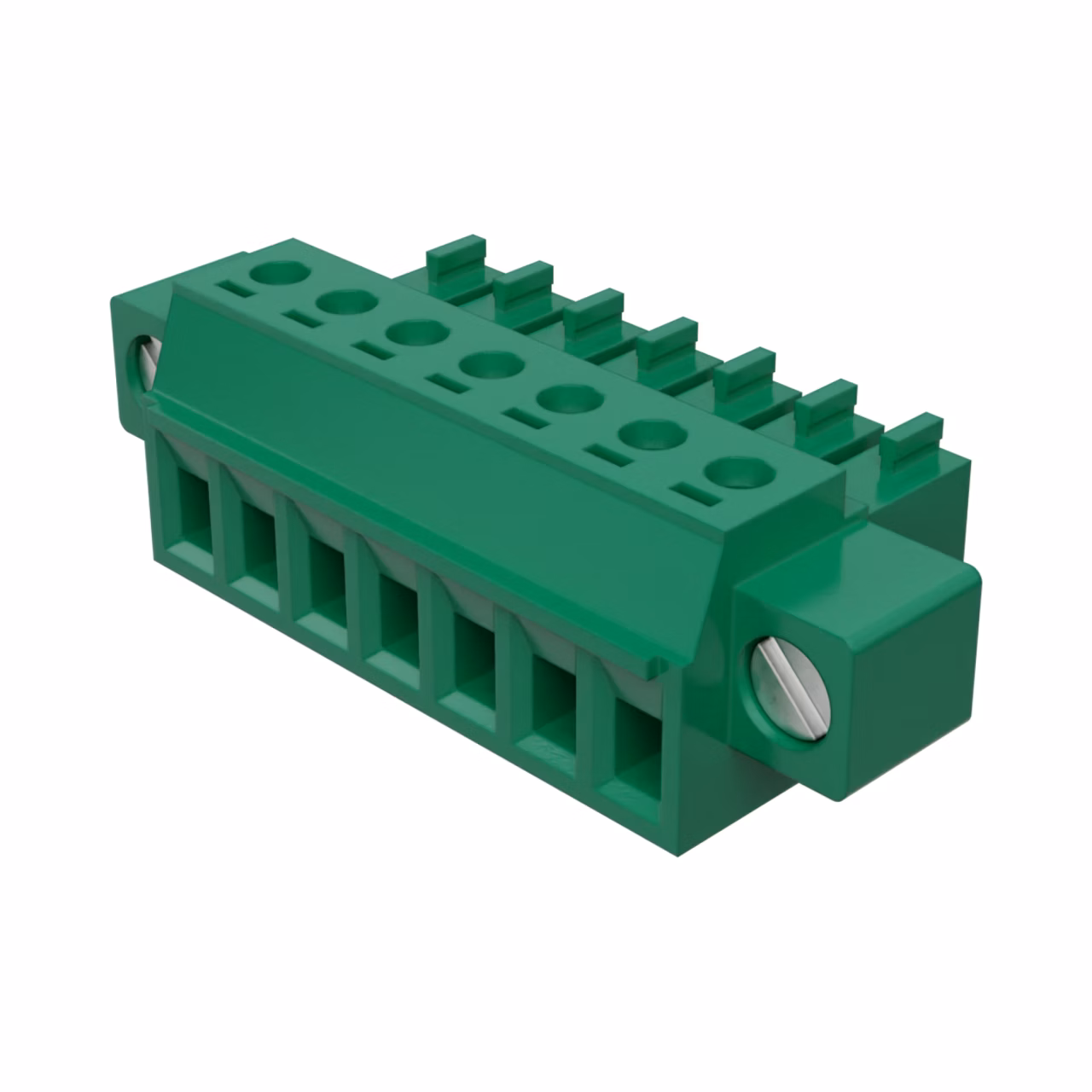 3.81mm Pitch Eurostyle Horizontal Plug, with Retention Screws and Reverse Imprinting, Green Housing, Gold (Au) Plated, 7 Circuits for sale