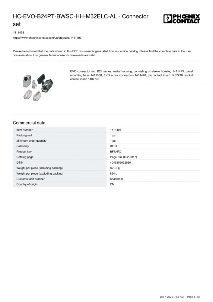 Phoenix Contact 1411493 technical document page 1