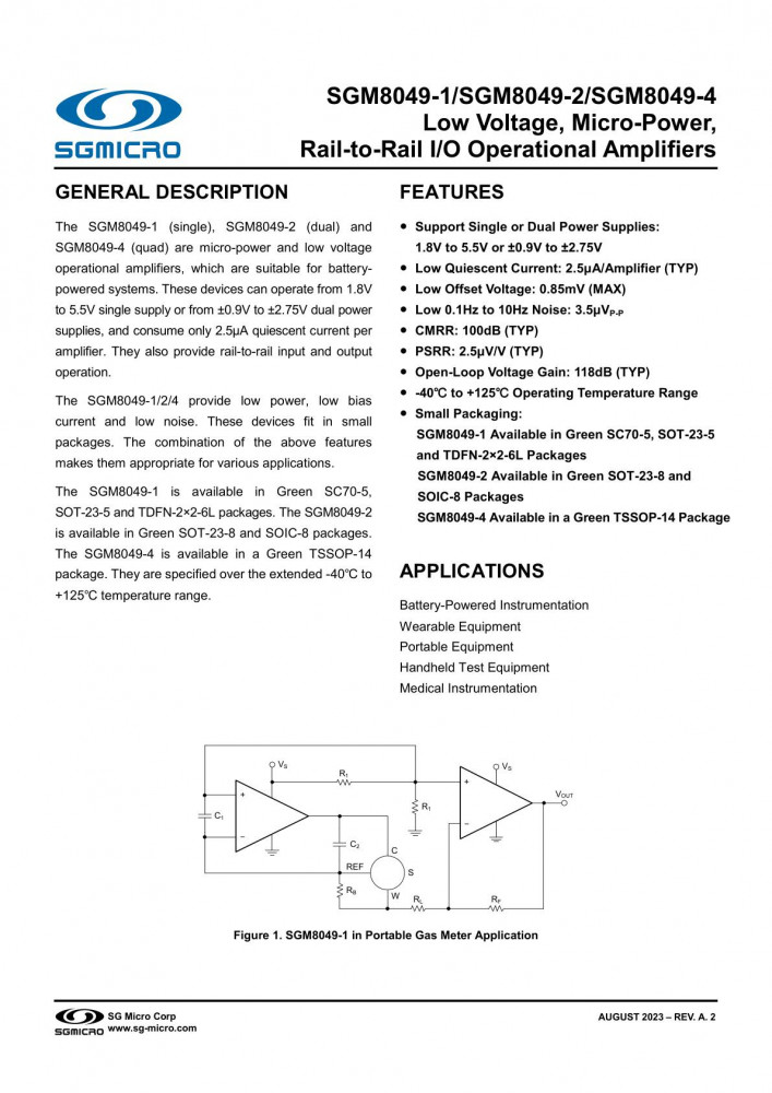 SGM8049-4 datasheet page 1
