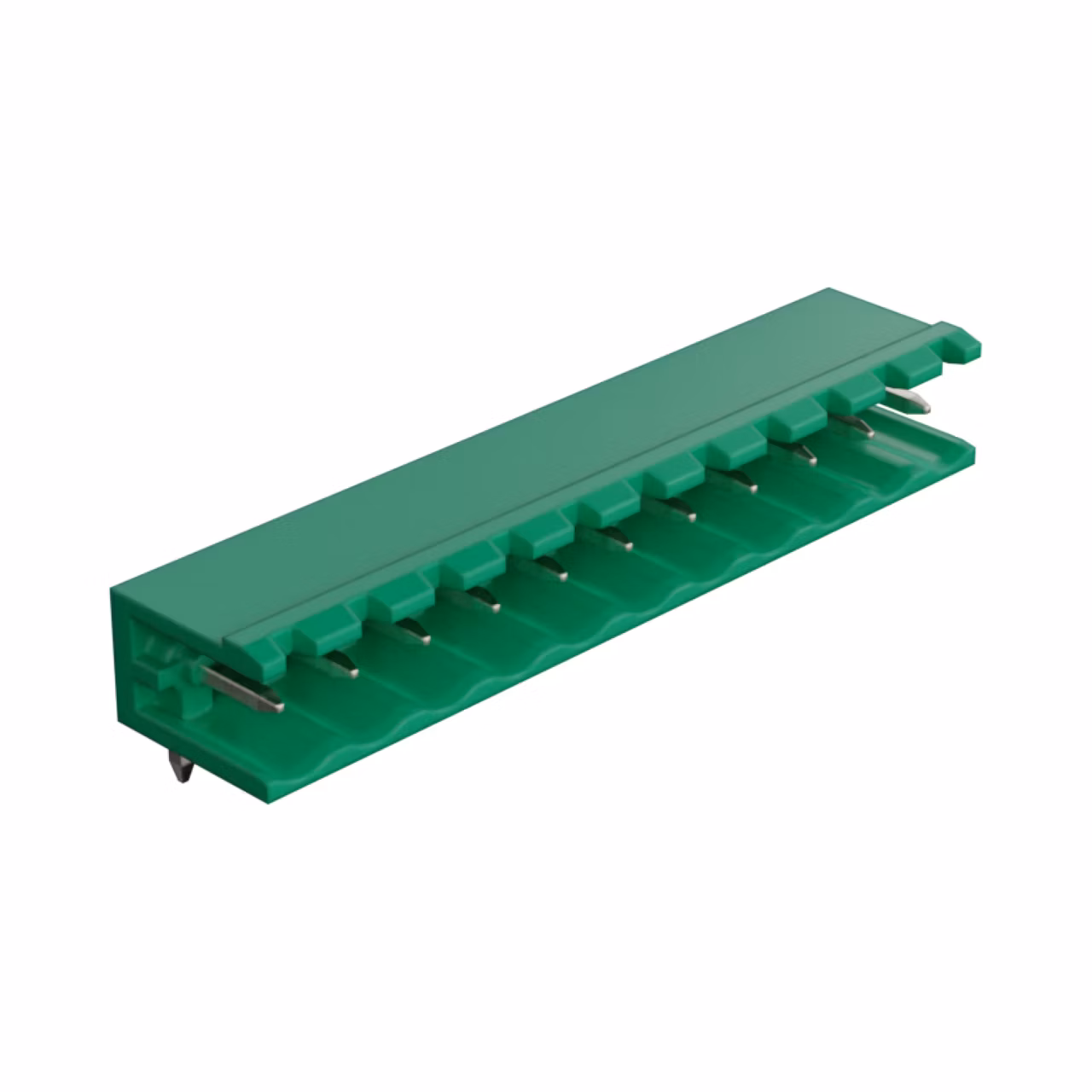 5.08mm Pitch Eurostyle Right-Angle PCB Header, Open Ends, Green Housing, 11 Circuits for sale