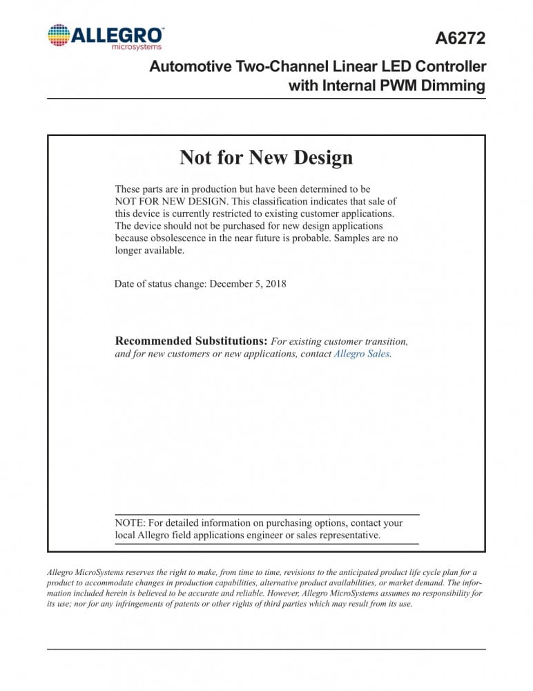 A6272 datasheet page 1