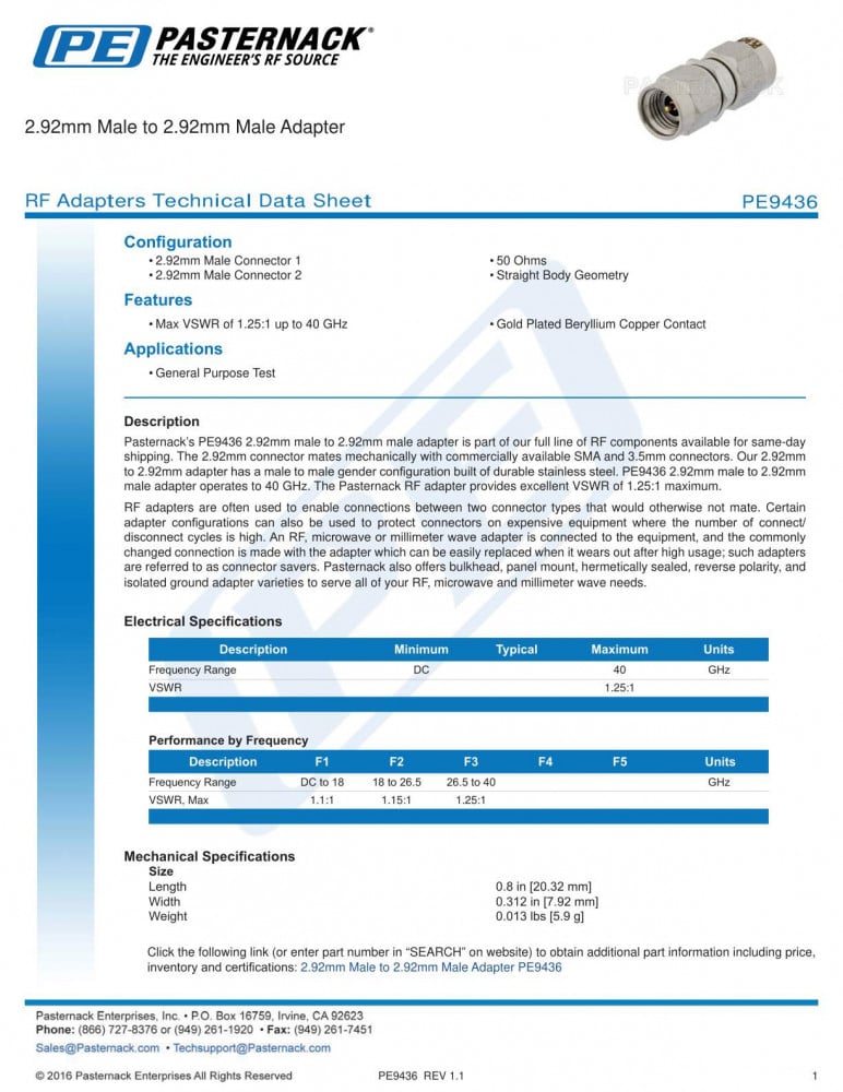 PE9436 technical document page 1