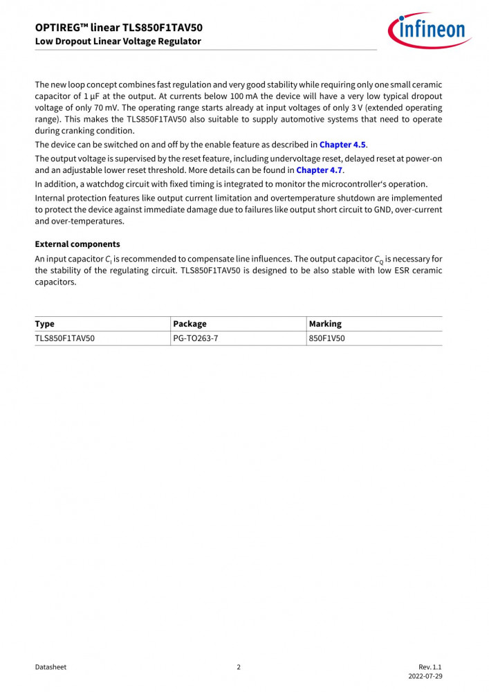 TLS850F1TAV50 datasheet page 2
