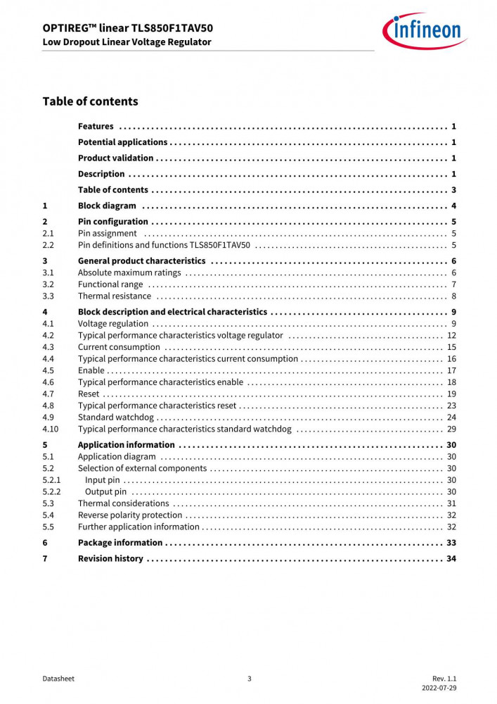 TLS850F1TAV50 datasheet page 3