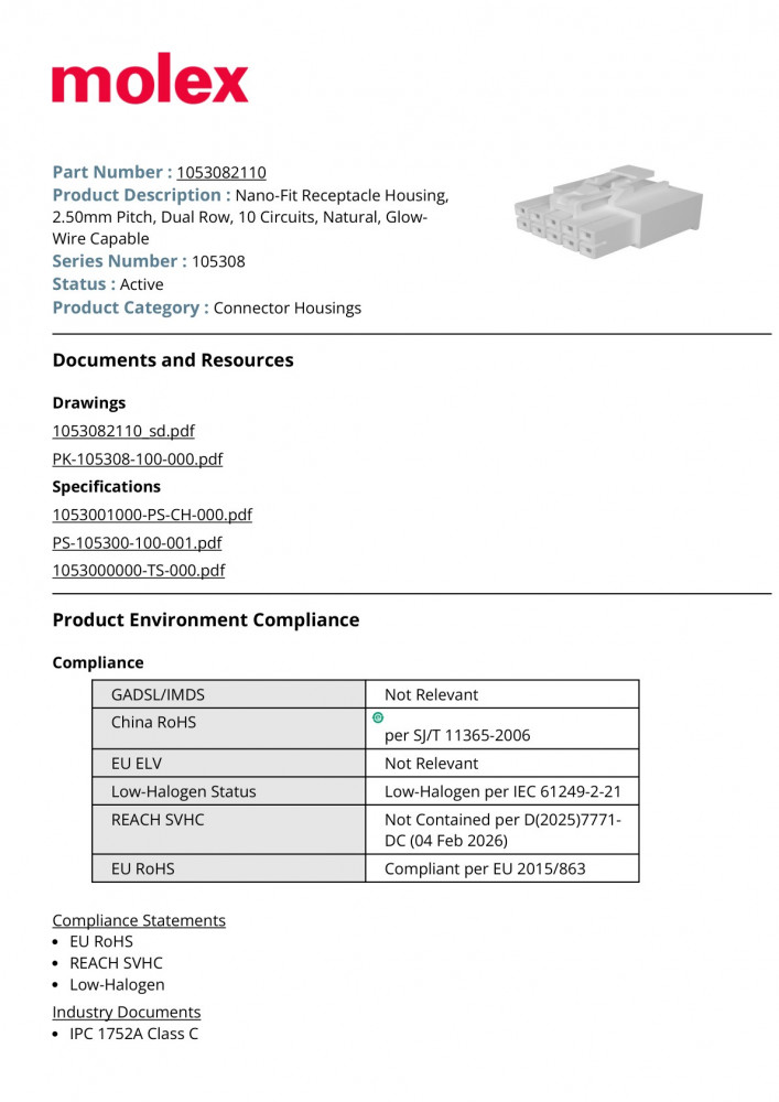 Nano-Fit product specification page 1