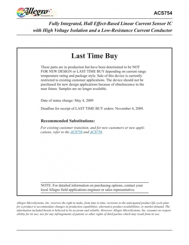 ACS754 datasheet page 1