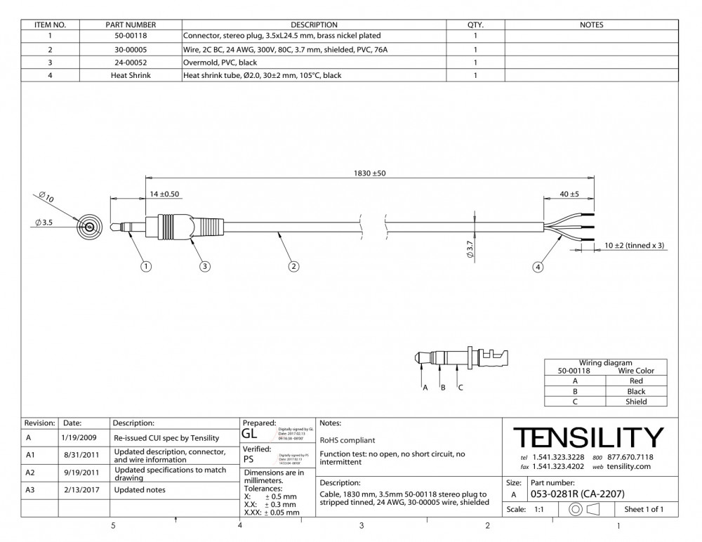 Tensility International 053-0281R product drawing page