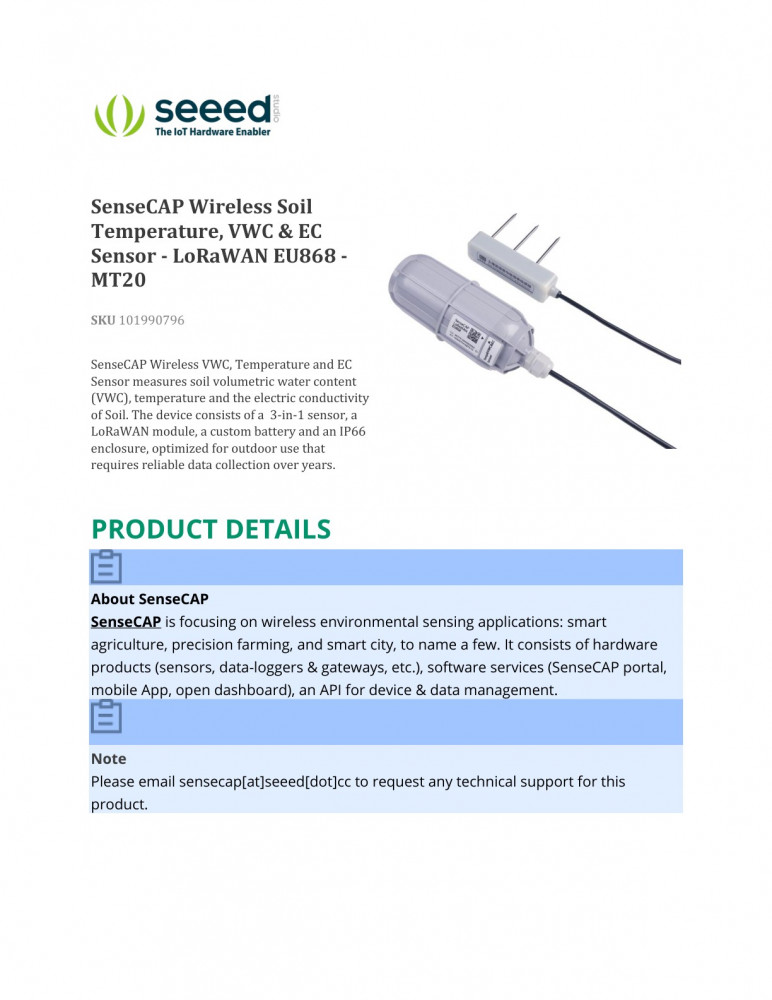 Seeed SenseCAP MT20 documentation page 1
