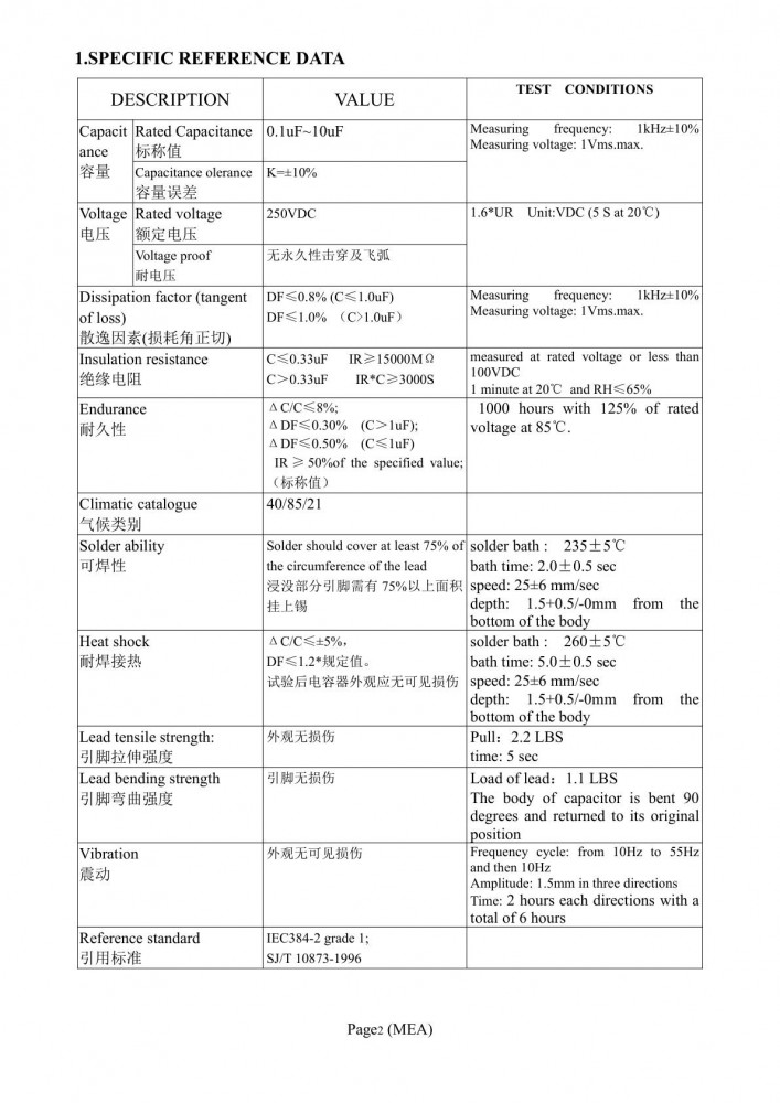 MEA104K250D01 specification page 2