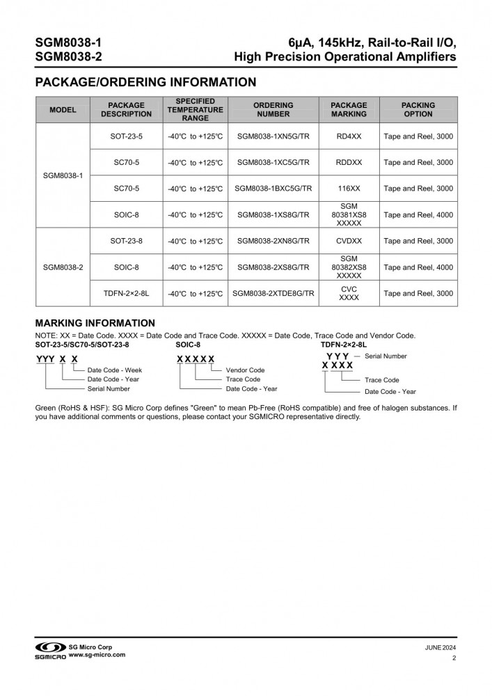SGM8038-2 datasheet page 2