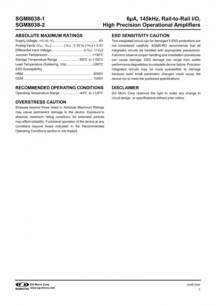 SGM8038-2 datasheet page 3