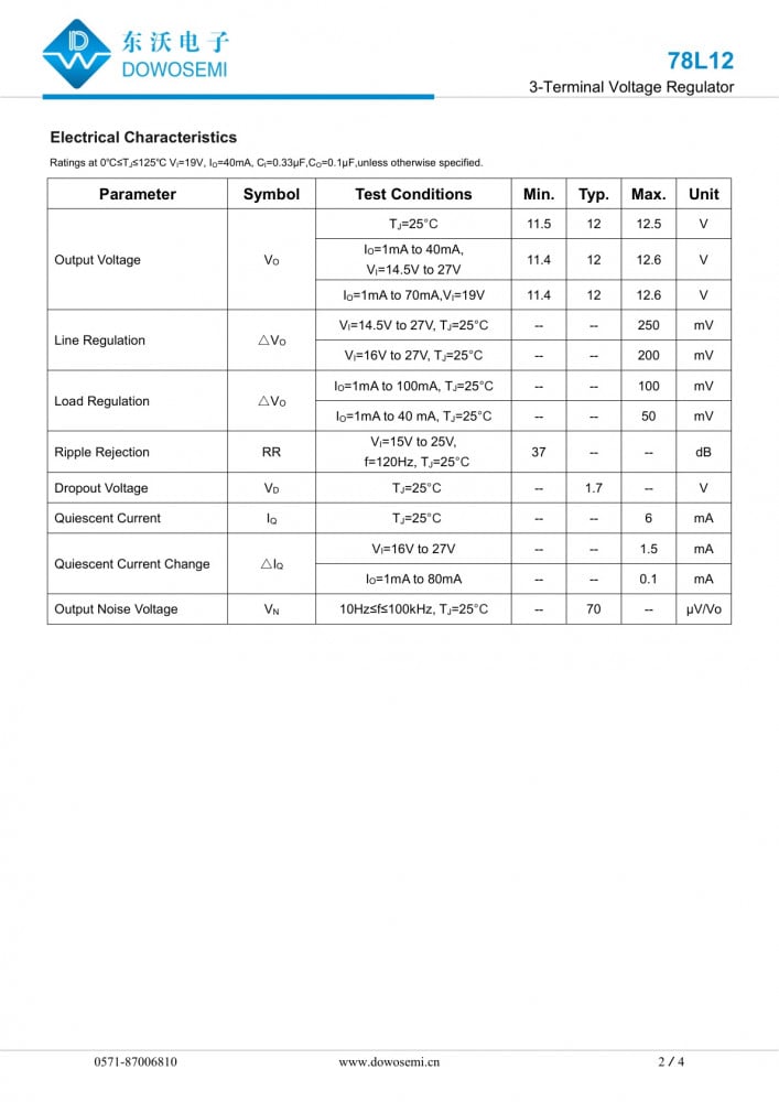 78L12 datasheet page 2
