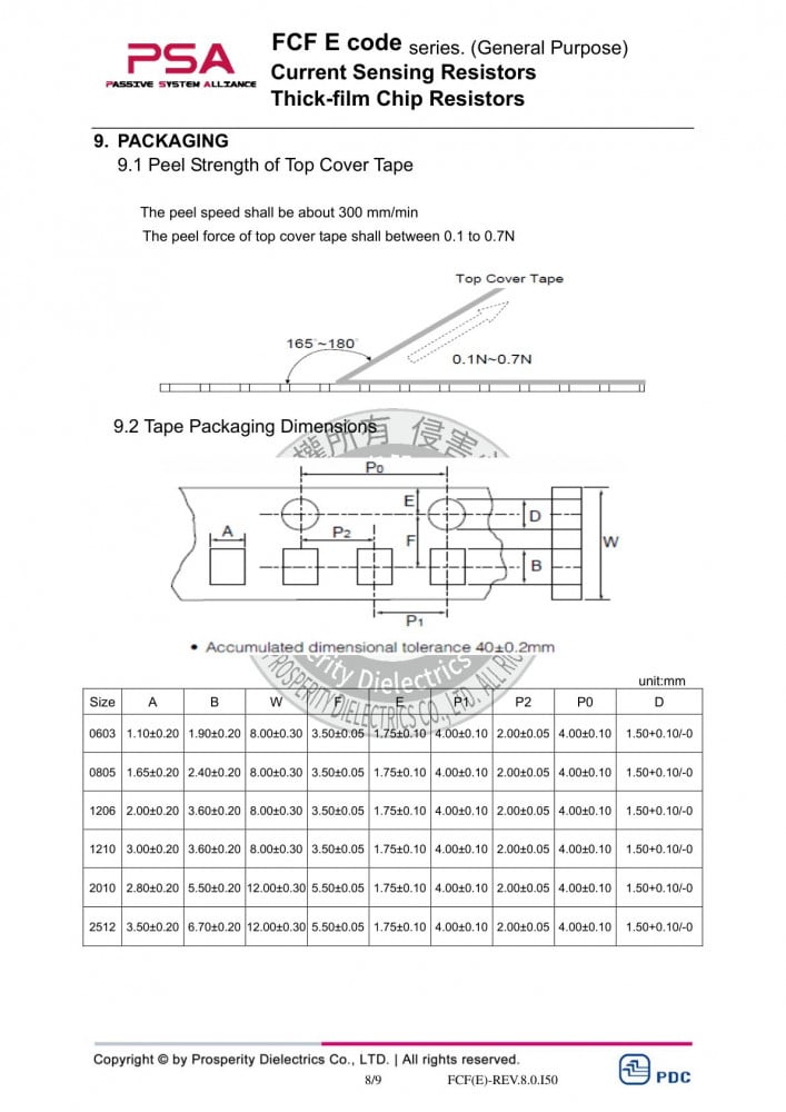 PSA FCF-E datasheet page 9
