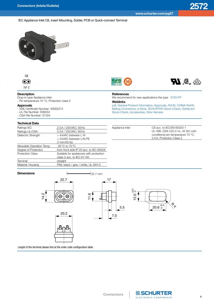 SCHURTER 6160.0011 document page 1